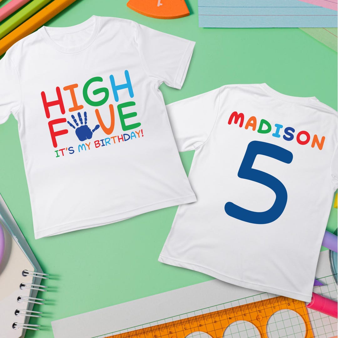 5th Birthday High Five Shirt, Fifth Birthday Shirt, 5th Birthday Shirt ...