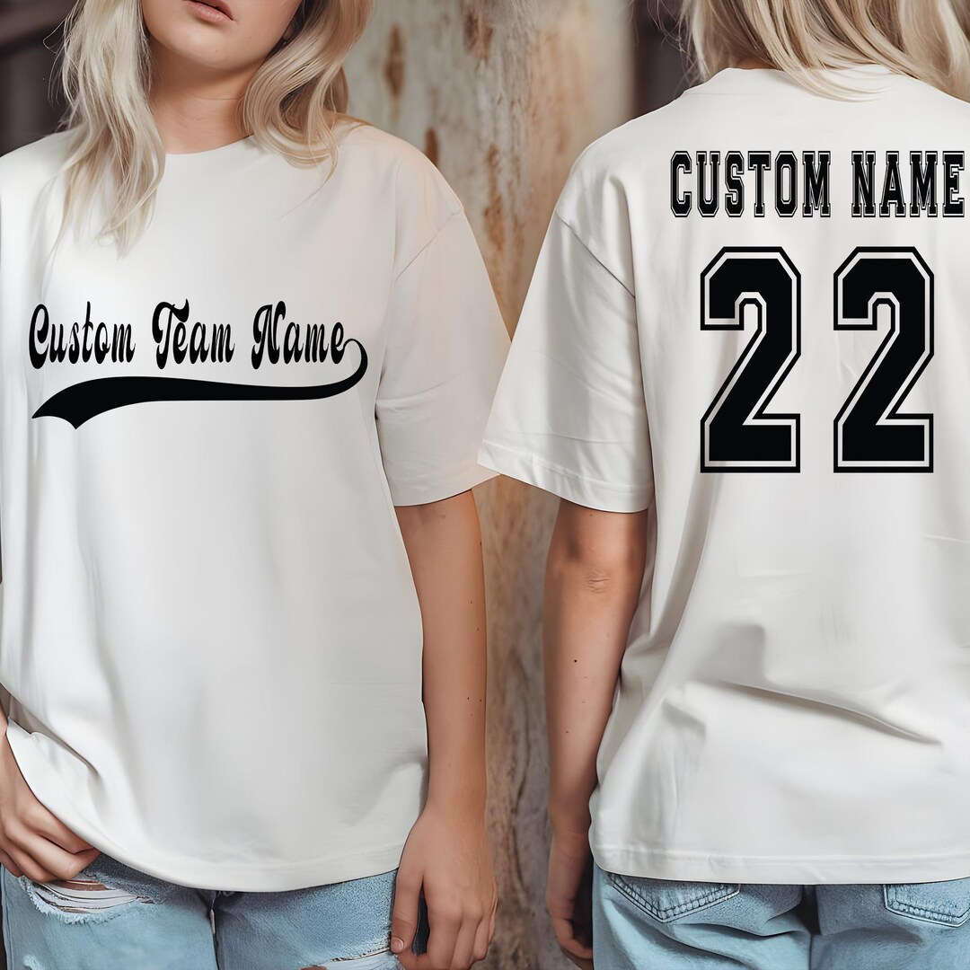 Custom Team Name Jersey Number T-shirt, Custom Sports Baseball Football ...