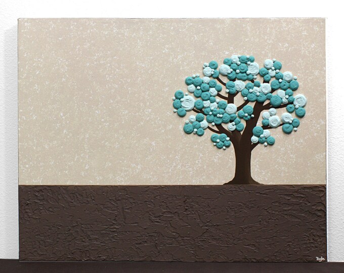 Tree Painting Textured Acrylic on Canvas Art 20X16 Small - Etsy