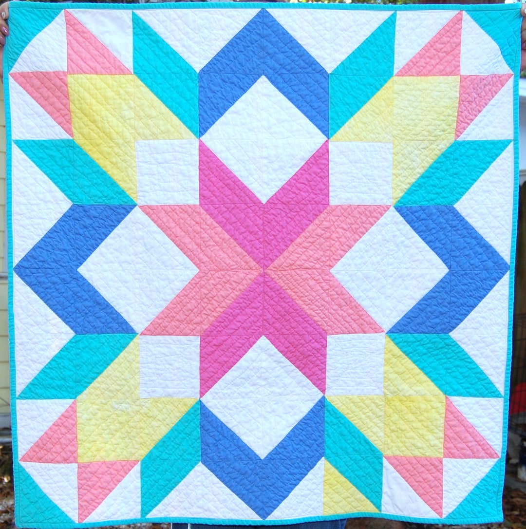 Big, Beautiful Baby Star Quilt, Gorgeous Colors With Fun Textured ...