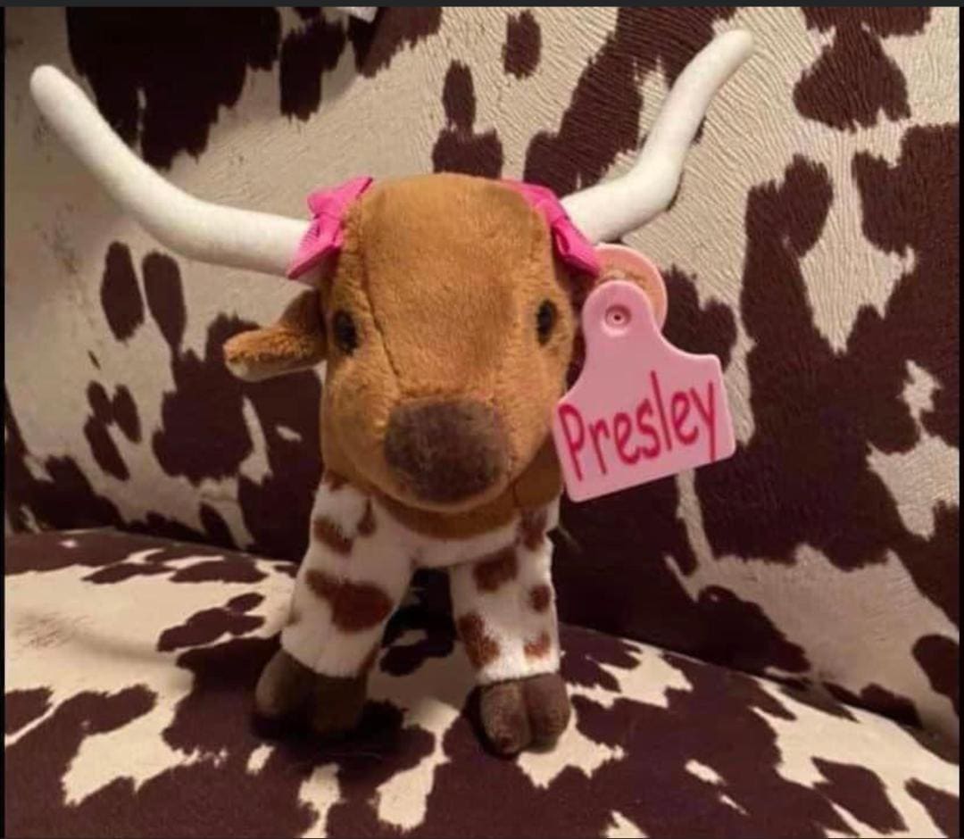 Longhorn Cow Plush Personalized Longhorn With Personalized Ear Tag ...