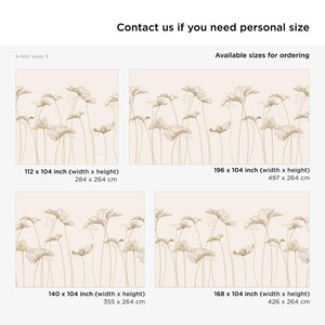 Light-colored Wallpaper With Large Flowers, Abstract Line Flower ...