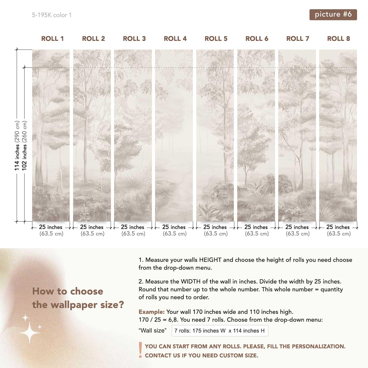 Beige Forest Wallpaper – Neutral Tree Mural for Bedroom and Living Room ...