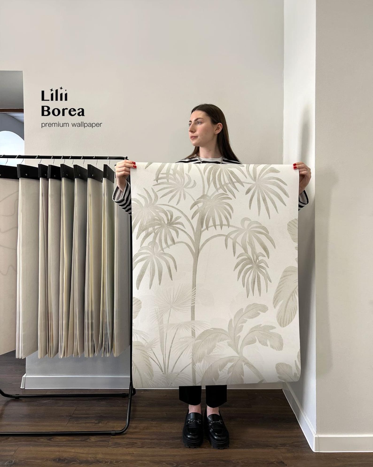 Neutral Palm Tree Wallpaper – Elegant Tropical Wall Mural for Living ...