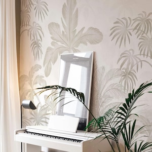 Neutral Palm Tree Wallpaper – Elegant Tropical Wall Mural for Living ...
