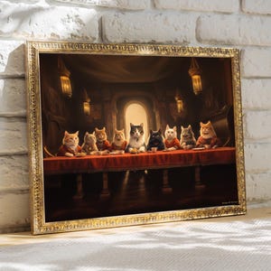 Cats Last Supper Funny Wall Art Print Vintage Surreal Art Printable ...