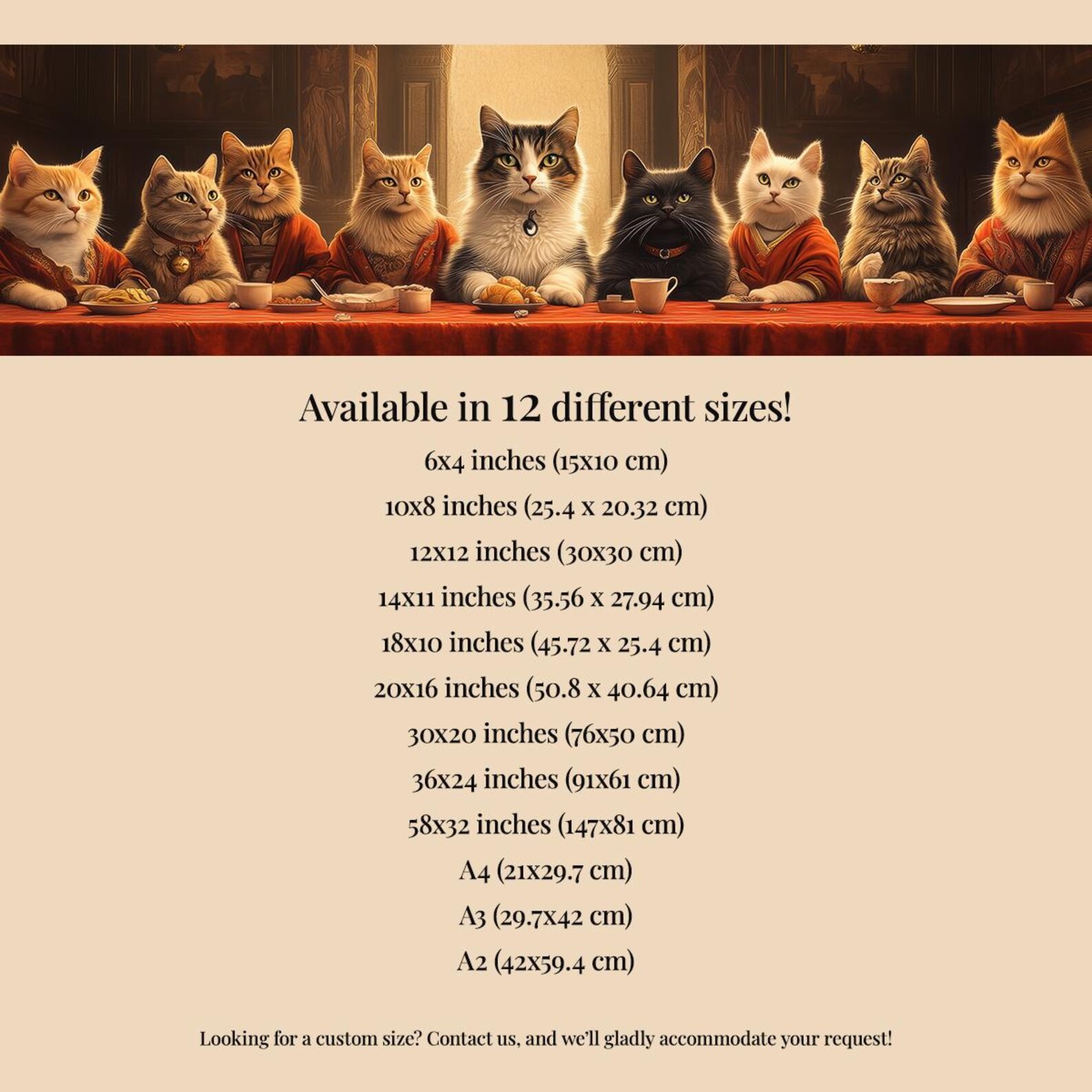 Cats Last Supper Funny Wall Art Print | Vintage Surreal Art | Printable ...
