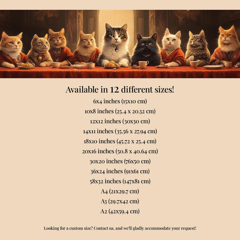 Cats Last Supper Funny Wall Art Print | Vintage Surreal Art | Printable ...