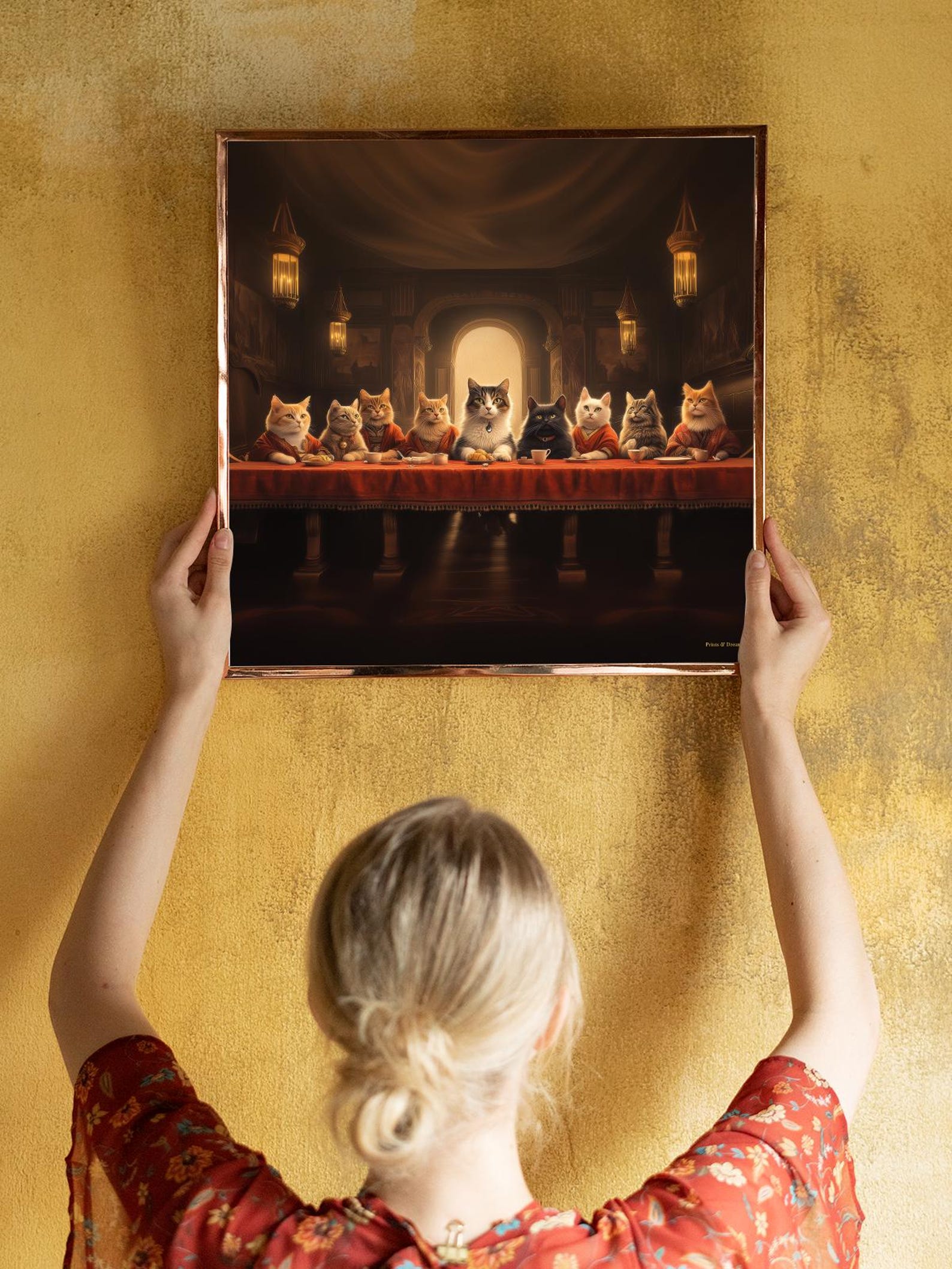Cats Last Supper Funny Wall Art Print | Vintage Surreal Art | Printable ...