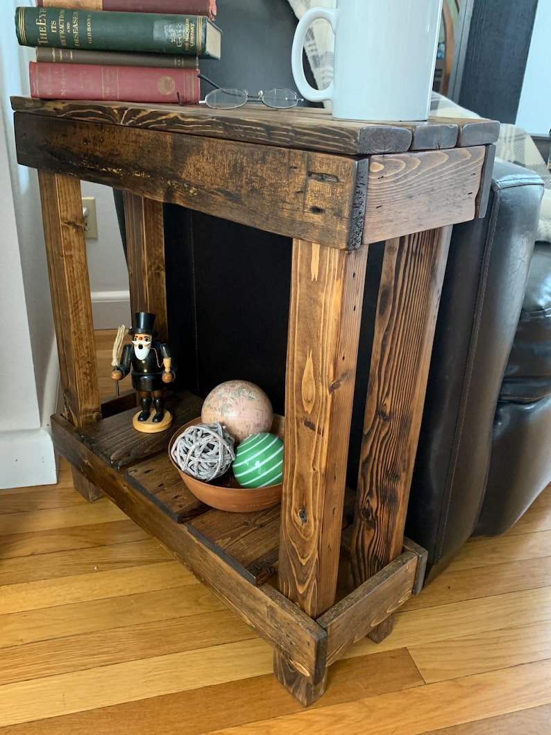 Rustic Wooden End Table - Etsy