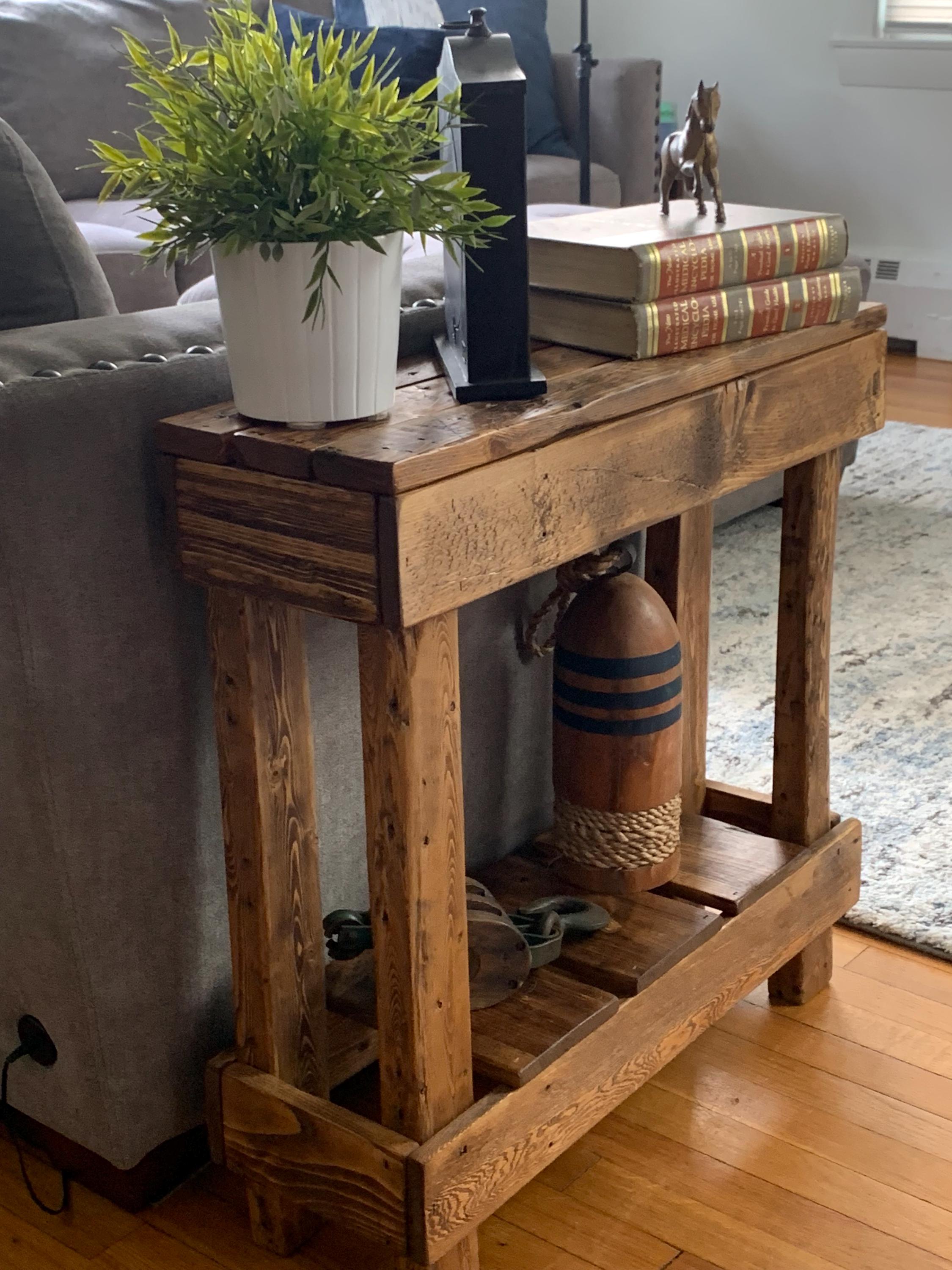 Rustic Wooden End Table - Etsy