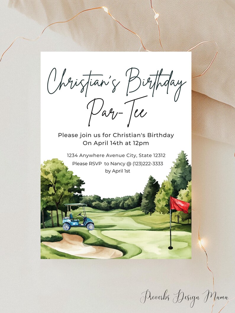 Birthday Golf Par-tee Invitation, Instant Download, Canva Template ...