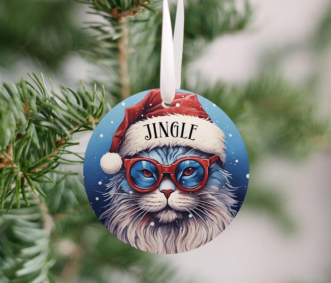 Christmas Cat Ornament, Jingle Cat With an Attitude is Wearing Red ...