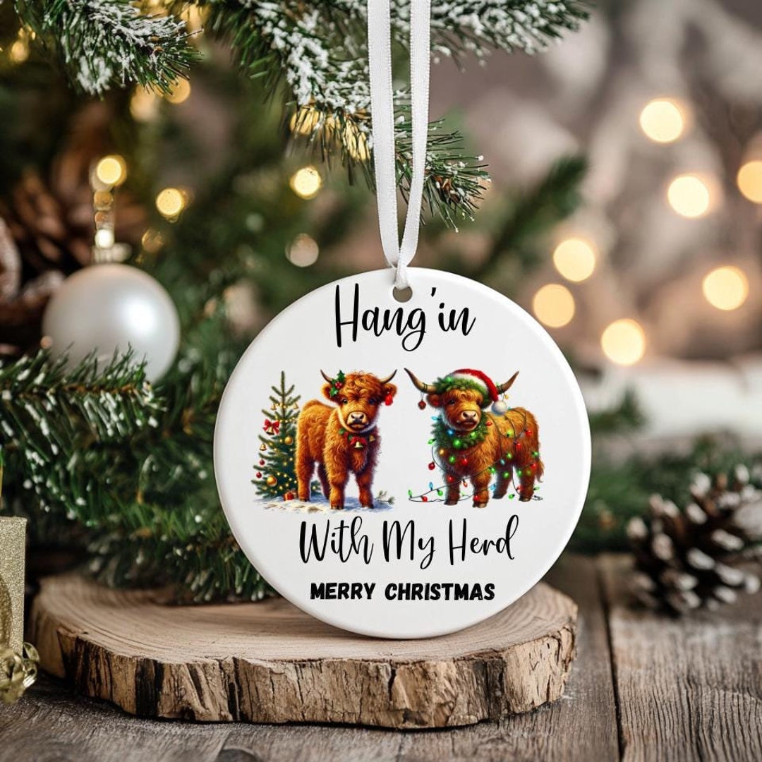 Highlander Mini Cow Christmas Ornament, Festive Holiday Decor, Hanging ...
