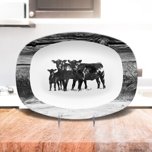 Black Angus Cow Platter, Farmhouse Serving Tray, Unbreakable,, Rustic ...