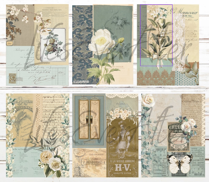 Vintage Blues Digital Paper: Junk Journal Kit (digital Download) - Etsy