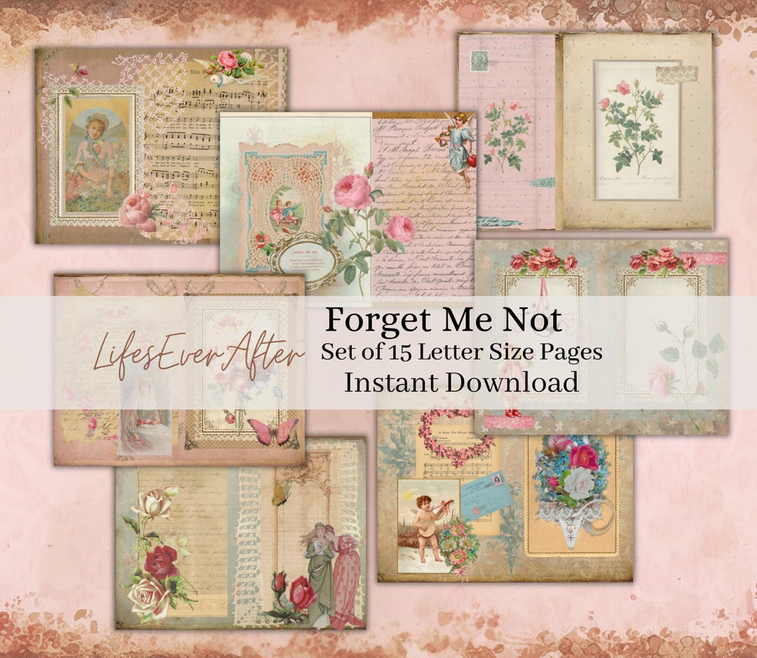 Forget Me Not, Journal Kit, Digital Journal Kit, Digital Ephemera ...