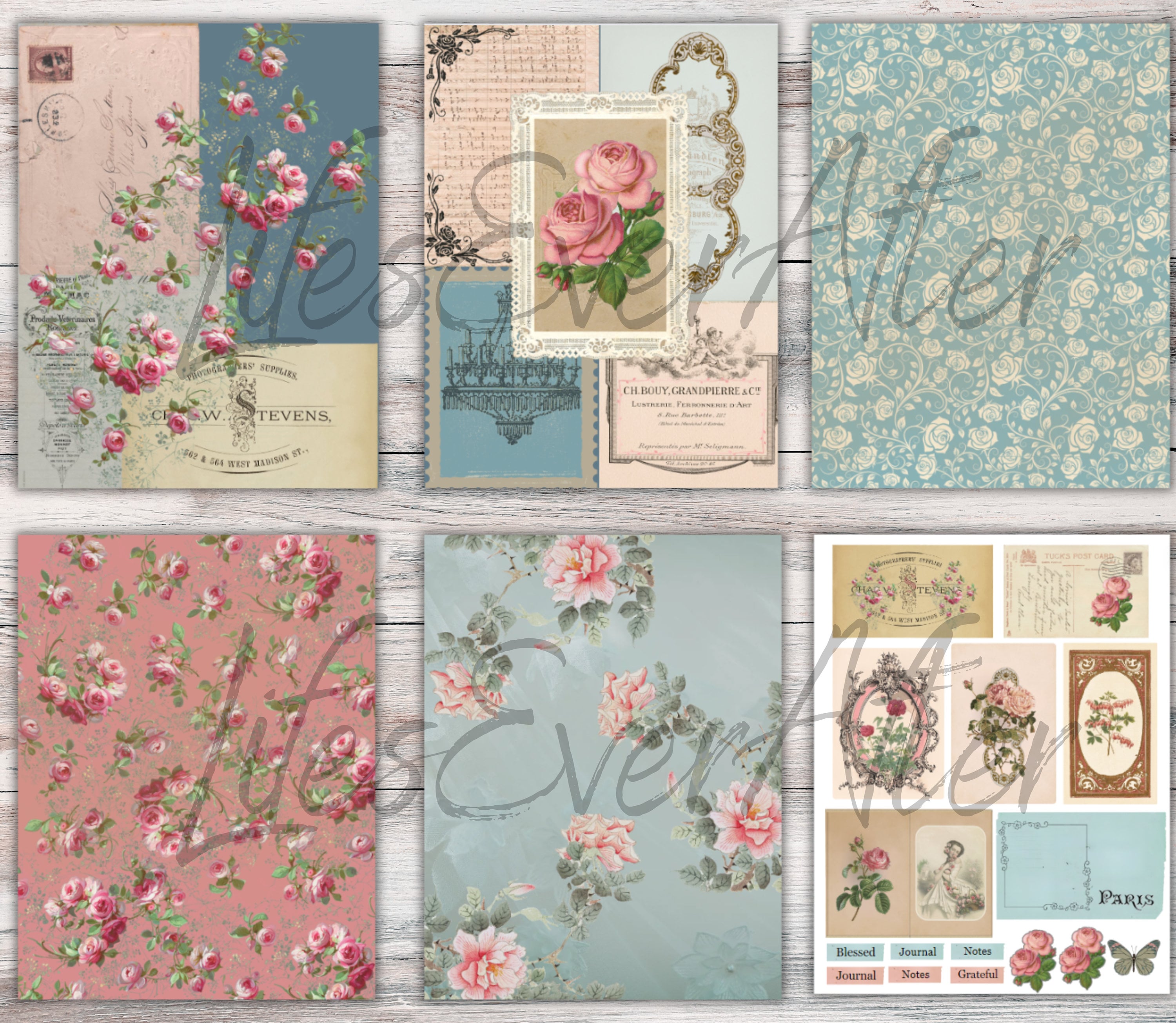 Dusty Blooms, Tall Journal, Slim Junk Journal, Skinny Journal, Digital ...