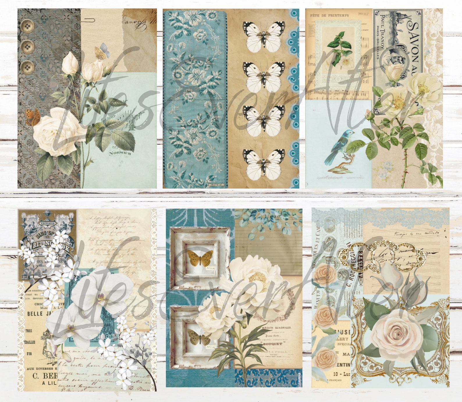 Vintage Blues Digital Paper: Junk Journal Kit (digital Download) - Etsy