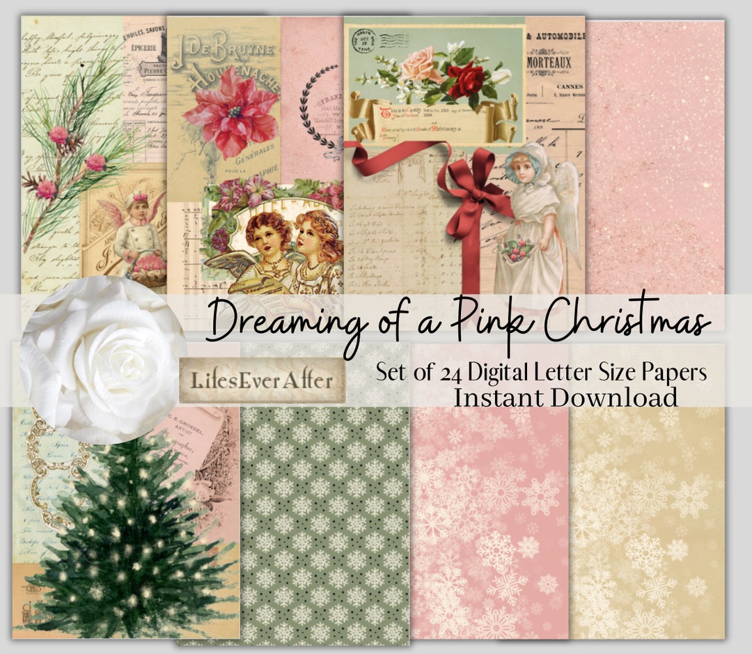 Pink Christmas Digital Journal Pages: Ephemera Set (digital Download ...