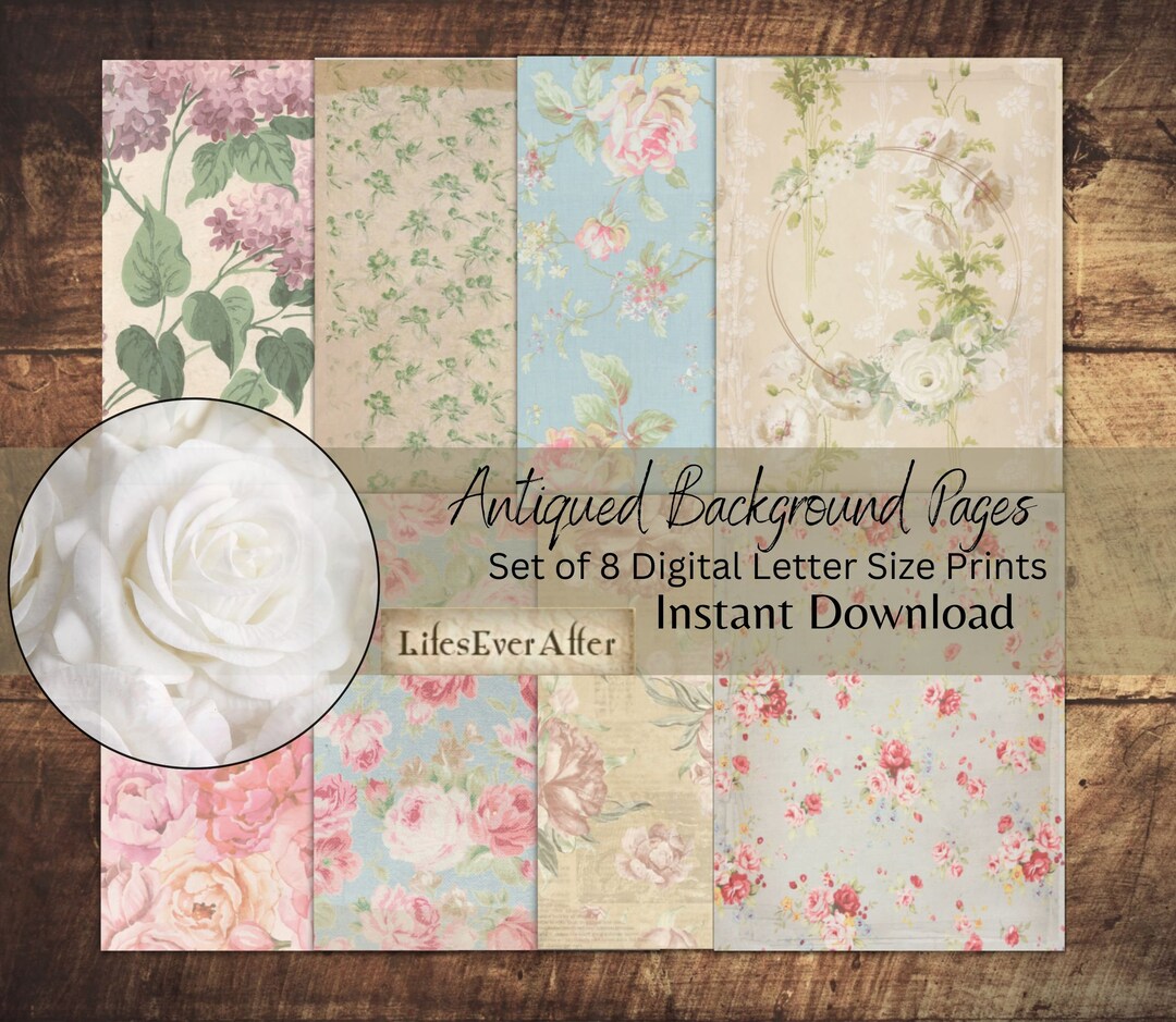 Antiqued Vintage Background Pages, Junk Journal Pages, Scrapbooking ...