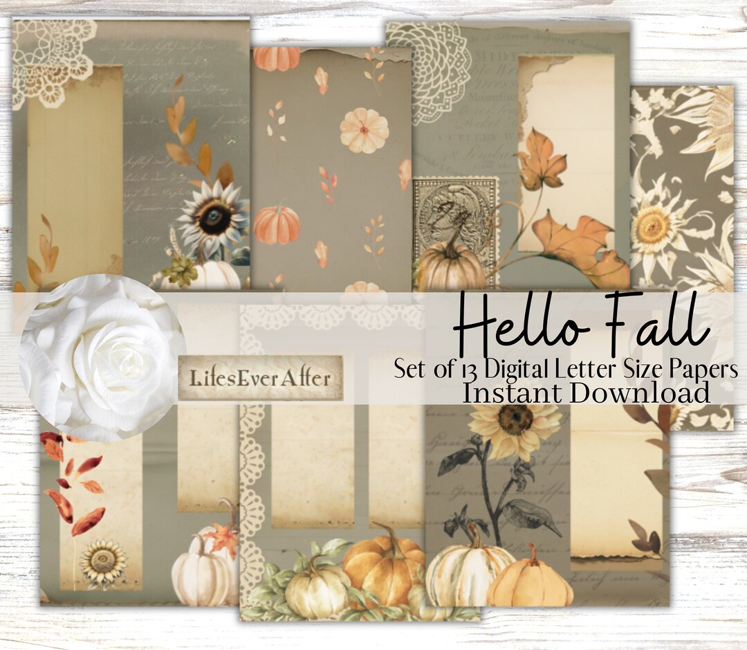 Fall Journaling Papers: White Pumpkins & Sunflowers (digital Download ...
