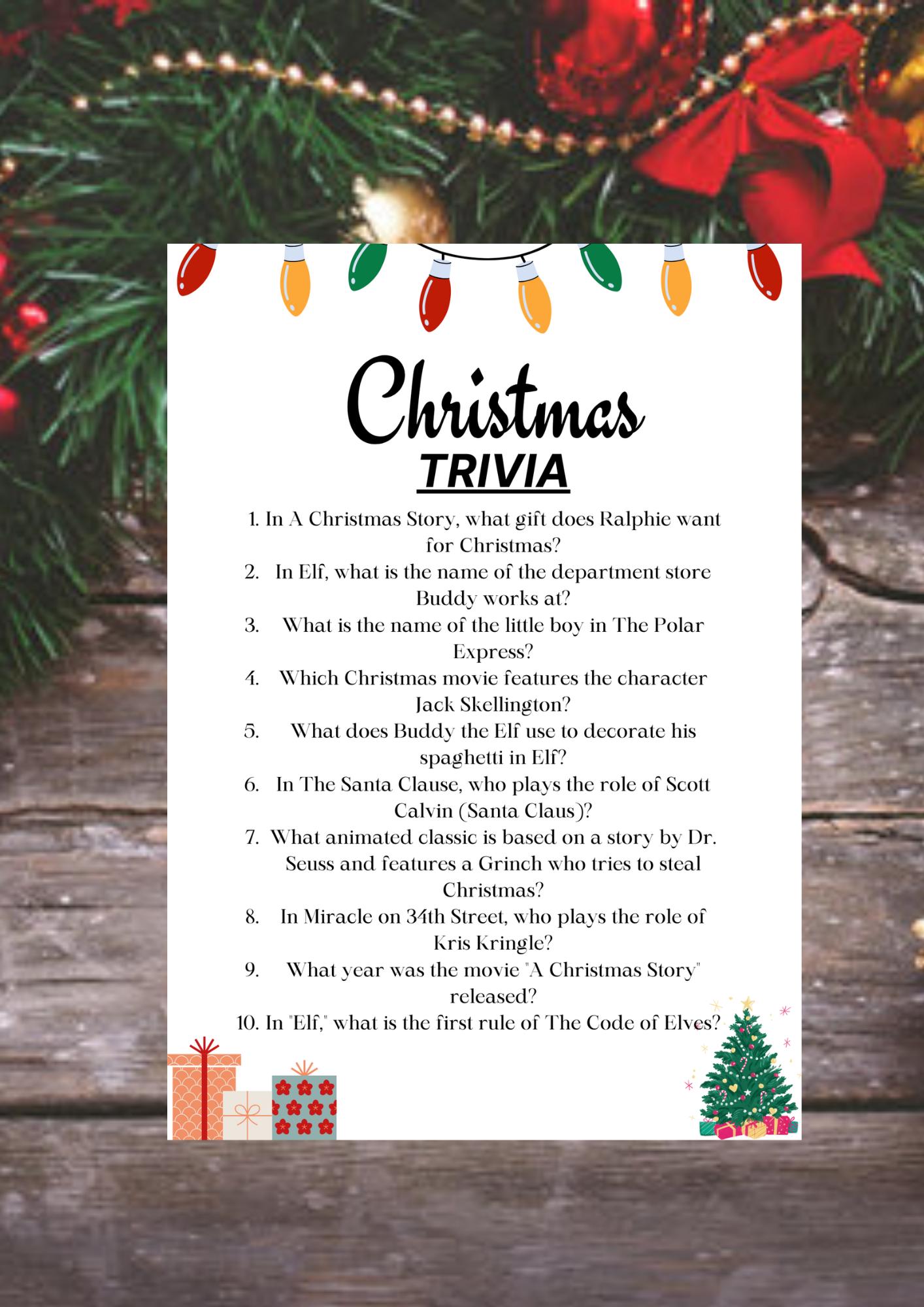 Christmas Cheer Trivia Printable - Etsy