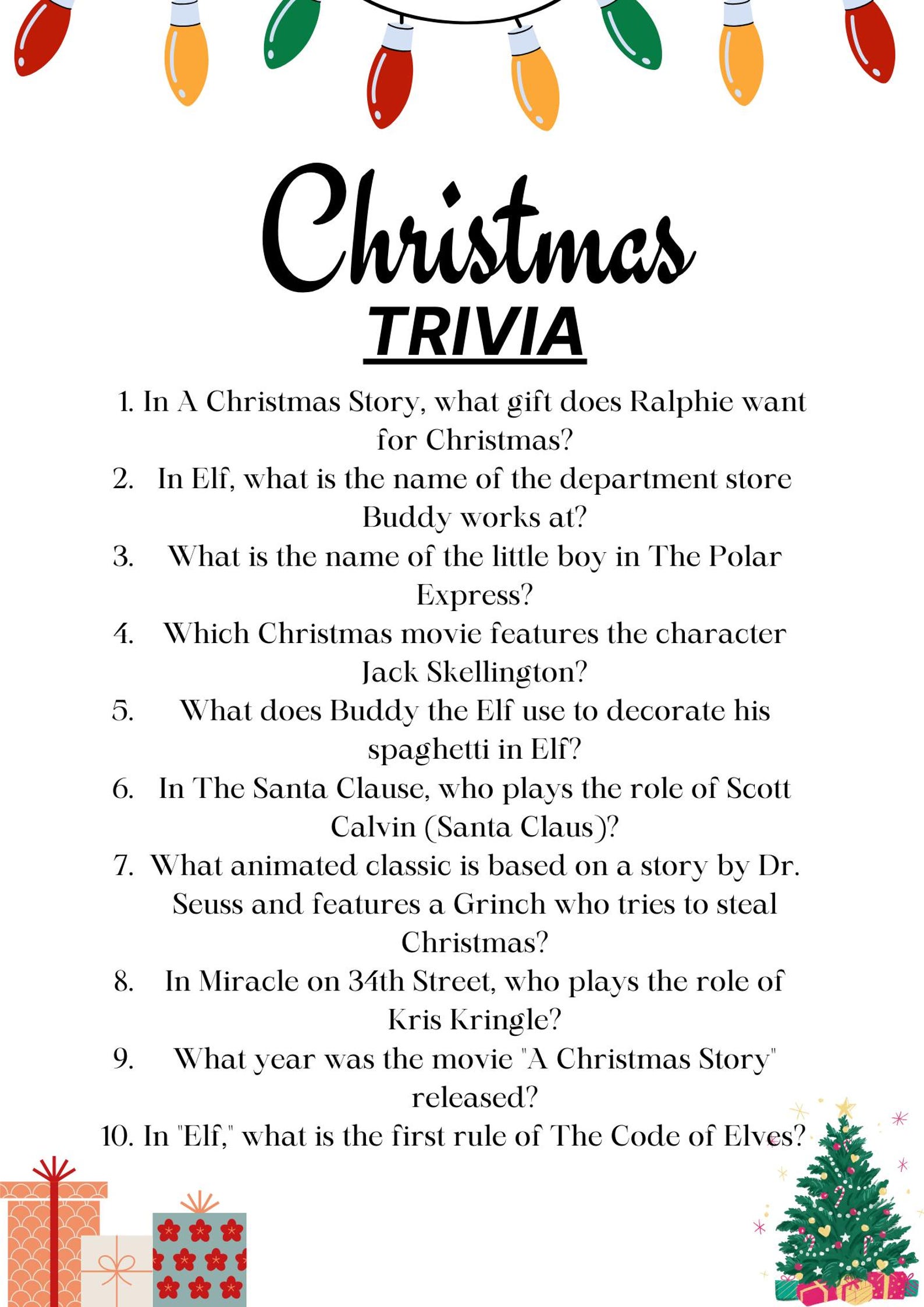 Christmas Cheer Trivia Printable - Etsy