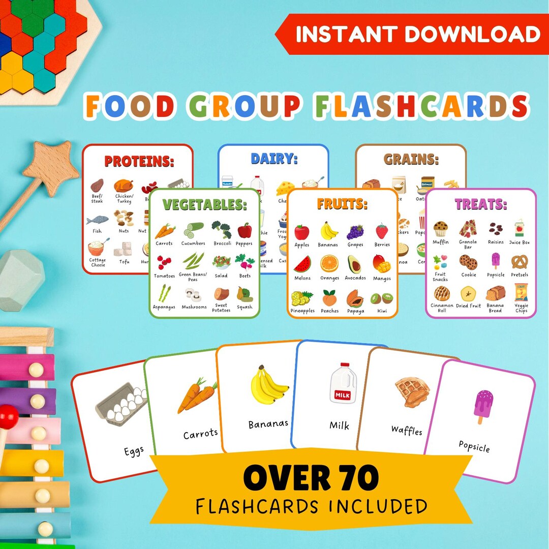 Kids Educational Flashcard Food Groups | Kids Rainbow First Foods ...