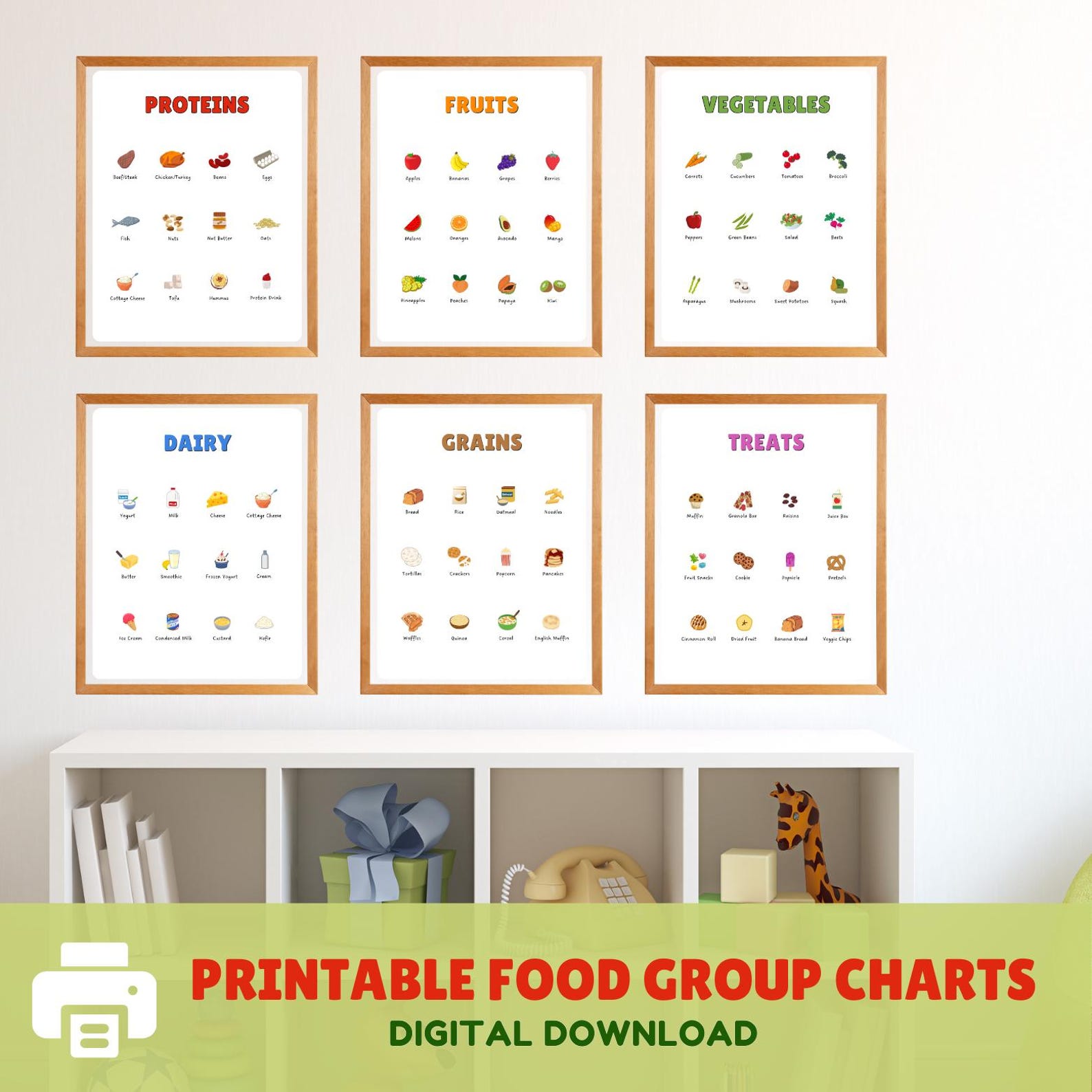 Kids Educational Food Group Chart | Kids Wall Art | Kids Rainbow Food ...
