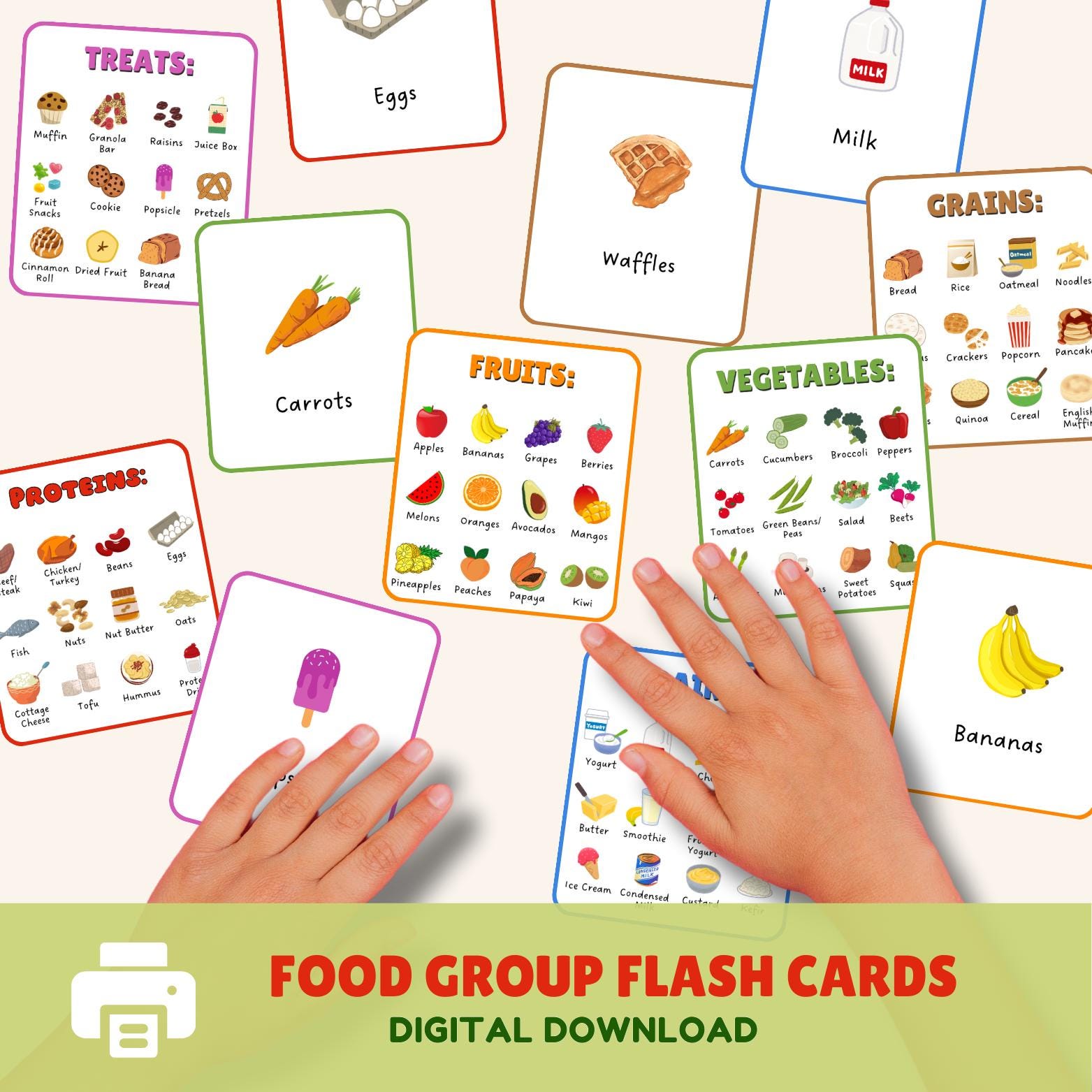 Children's Educational Flashcards Food Groups Rainbow First Foods ...
