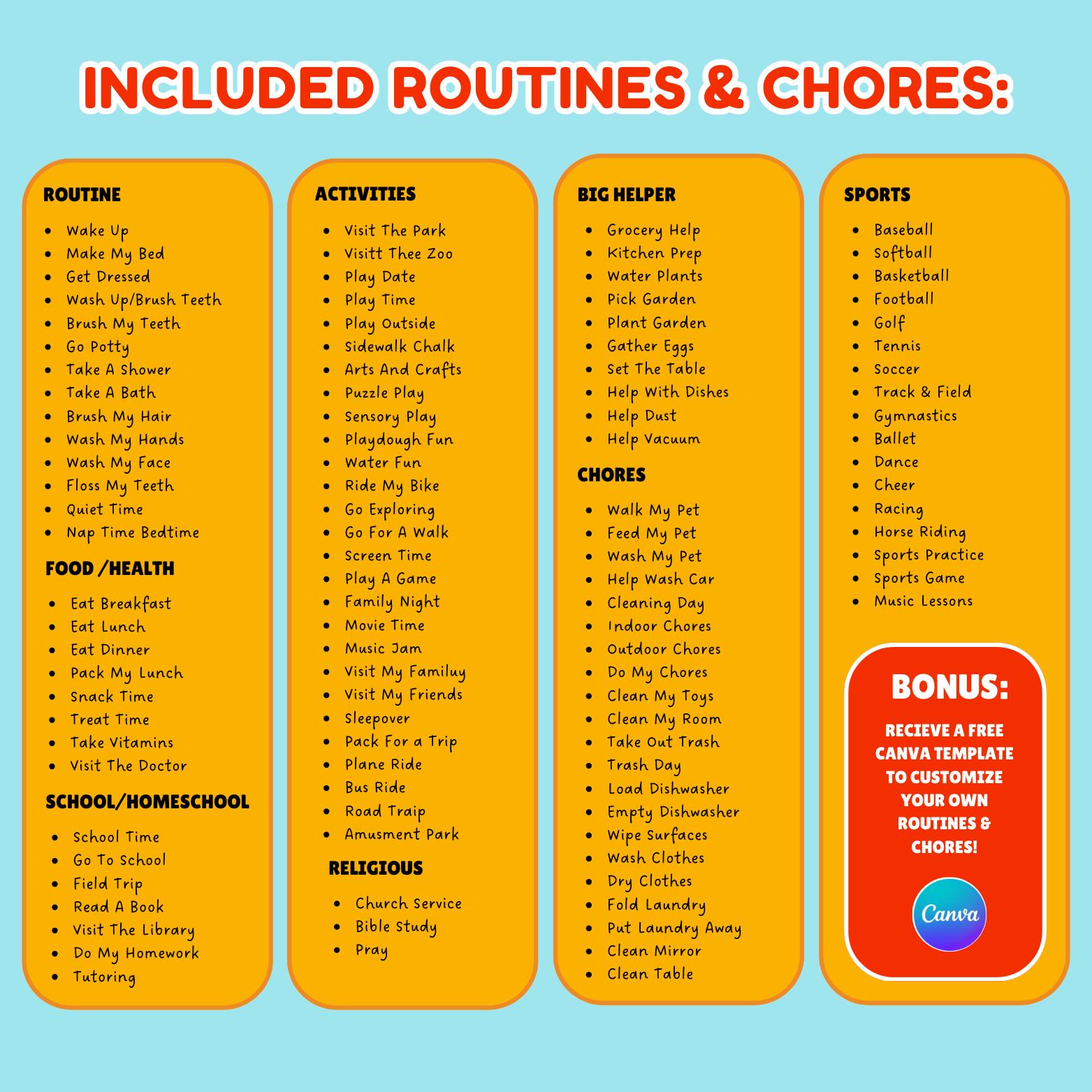 Kids Custom Chore Chart | Kids Farm-theme | Daily Responsibility Chart ...