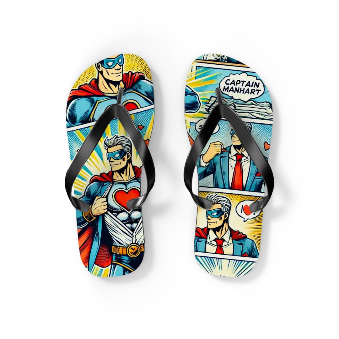 Captain Manhart Comic Flip Flops - Etsy