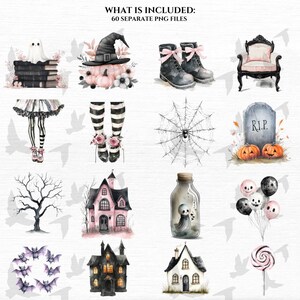 Watercolor Cute Halloween Clipart Set, Variety Spooky Clip Art, Pumpkin ...