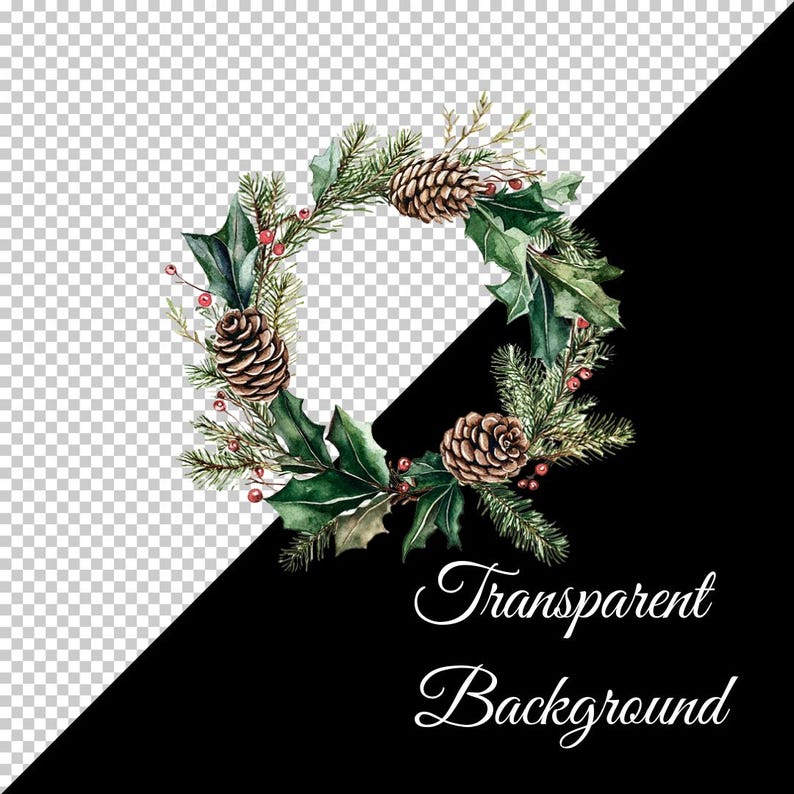 Watercolor Christmas Borders Clipart | Holiday Frames PNG (digital ...