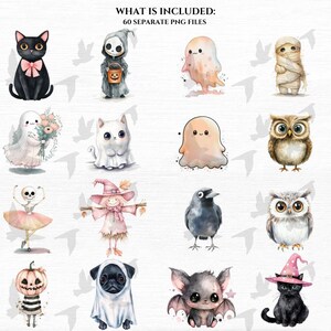 Watercolor Cute Halloween Clipart Set, Variety Spooky Clip Art, Pumpkin ...