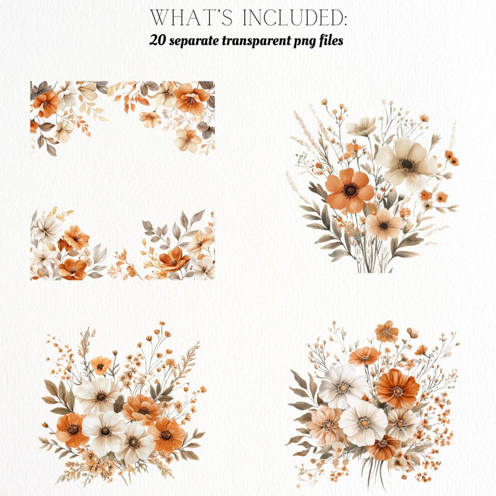 Watercolor Autumn Borders Clipart Fall Flowers Clip Art Fall Rustic ...