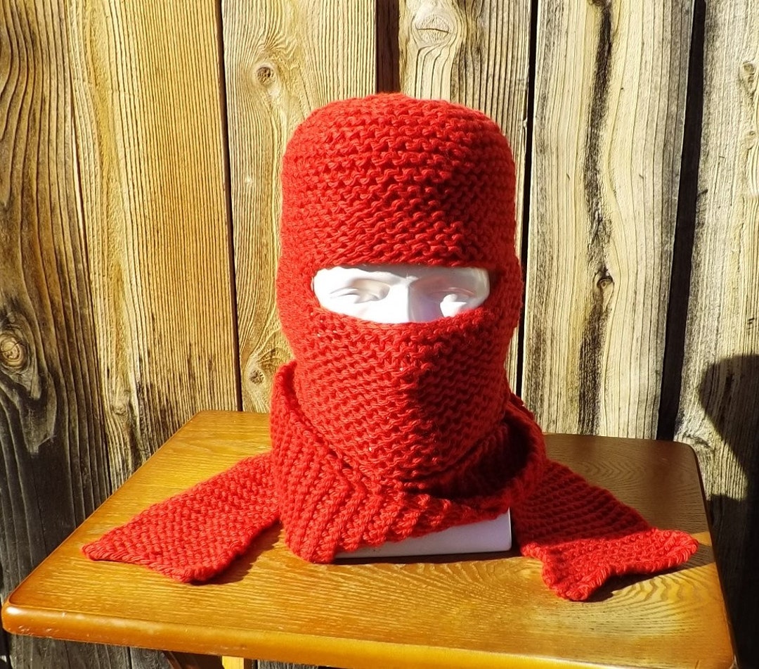 Red Balaklava and Scarf Piece in Wool - Etsy