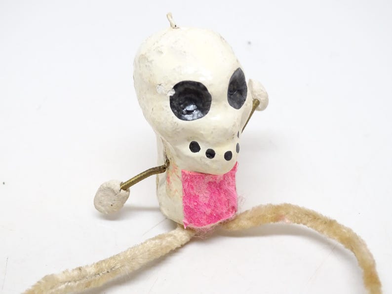 Vintage 1940's Paper Mache Skeleton Halloween Ornament, Antique Hand ...