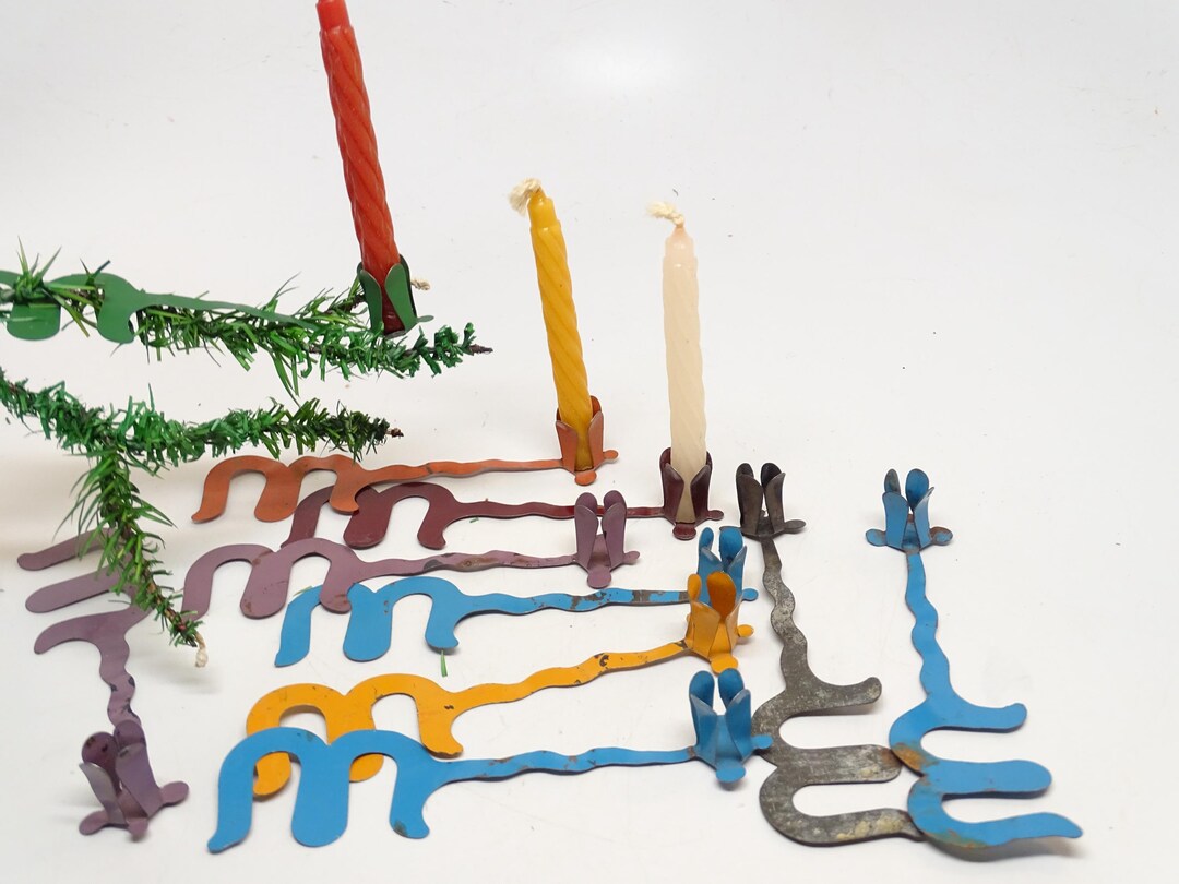 10 Antique Early 1900's German Tin Candle Holder Clips Christmas ...