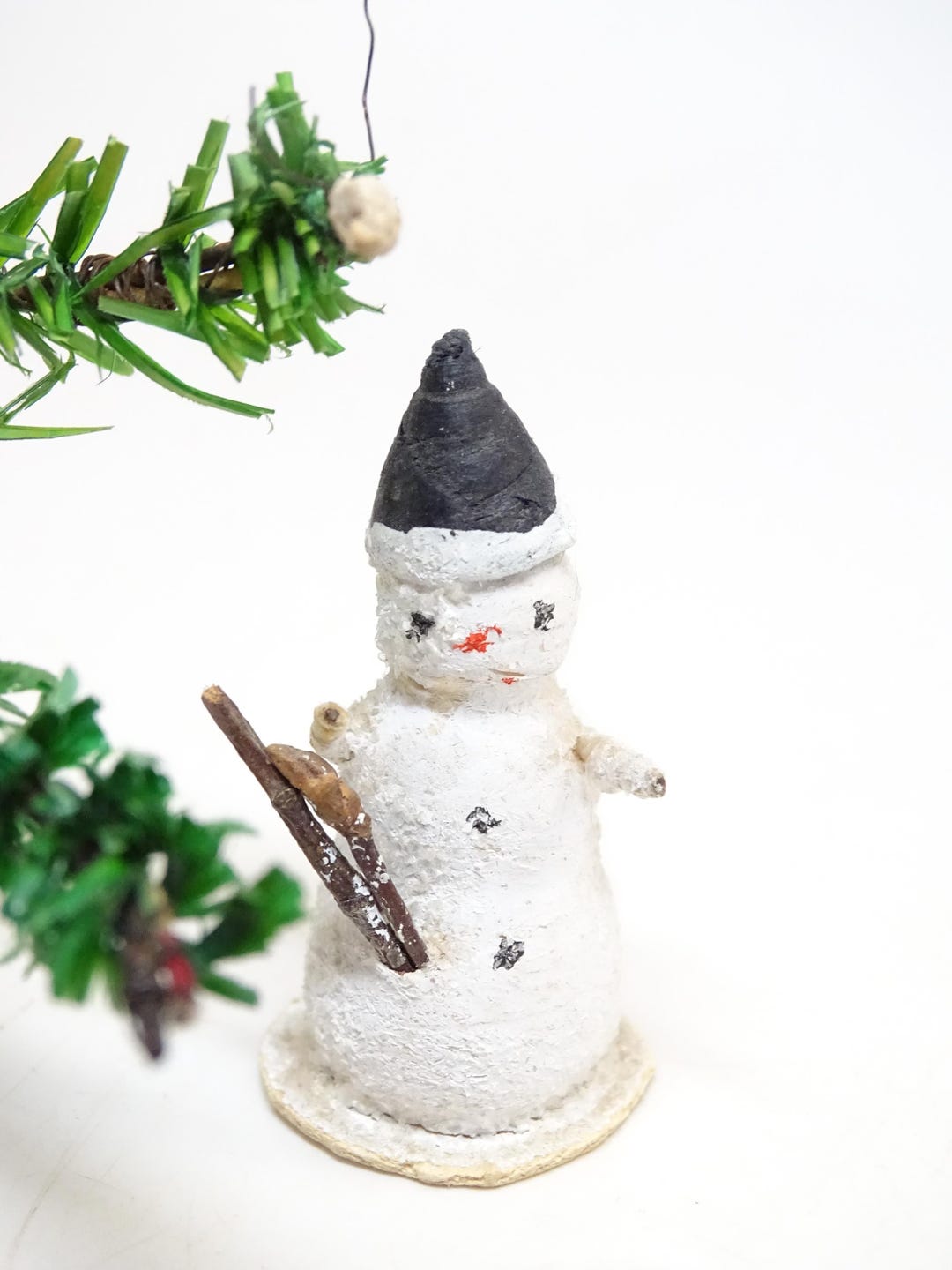 Antique Miniature German Snowman With Twigs for Christmas, Hand Painted ...