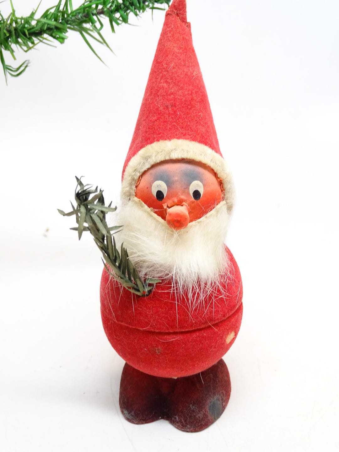 Antique German Santa Candy Container for Christmas, Fur Beard, Feather ...