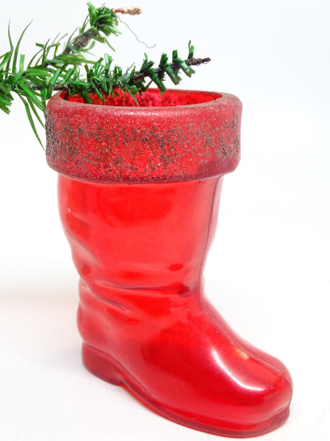 Vintage 1950's Glittered Santa's Boot Christmas Candy Container, USA ...
