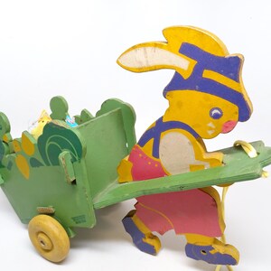 1930's Bunny Rabbit Pull Toy for Easter, Antique Wagon Cart Candy ...