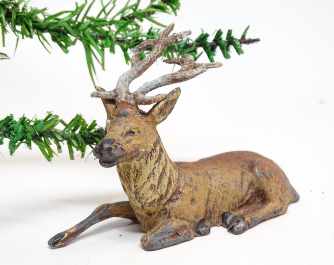 Antique German Metal Reindeer Hand Painted, Toy Lead Deer for Christmas ...