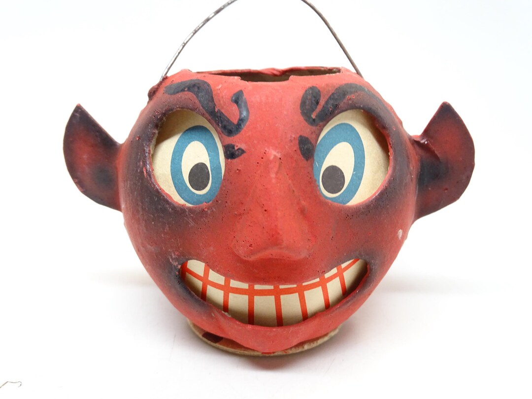 1940's German Devil With Horns Jack O Lantern, Antique Hand Painted ...
