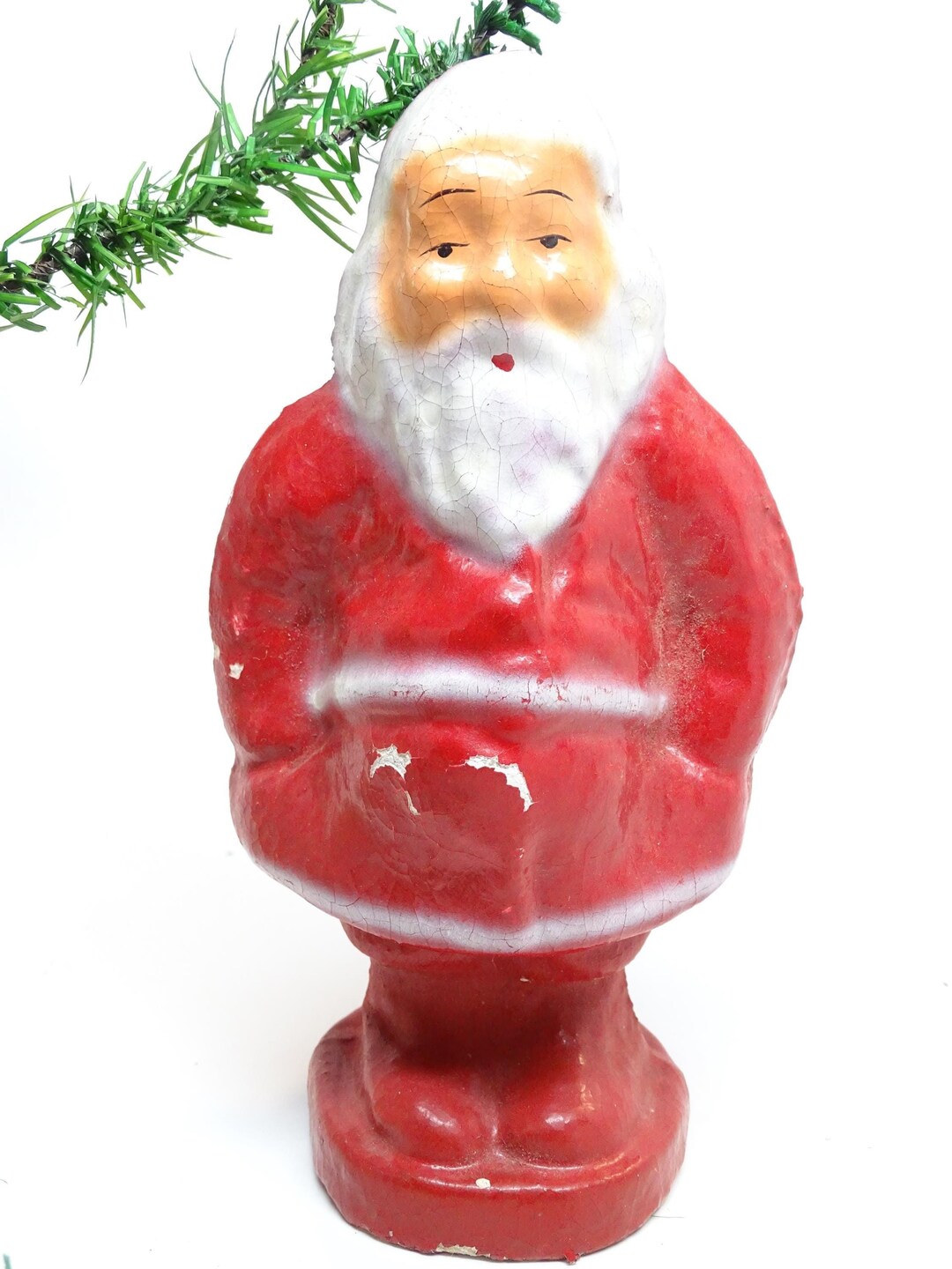 Antique 1940's Santa7 Inch Candy Container, Pulp Paper Mache, Hand ...