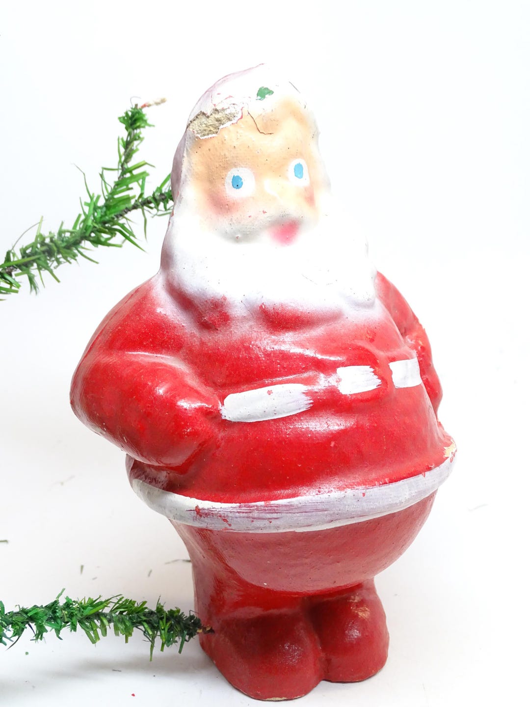 Antique Large 7 Inch Red Santa Candy Container, Pulp Paper Mache, Hand ...
