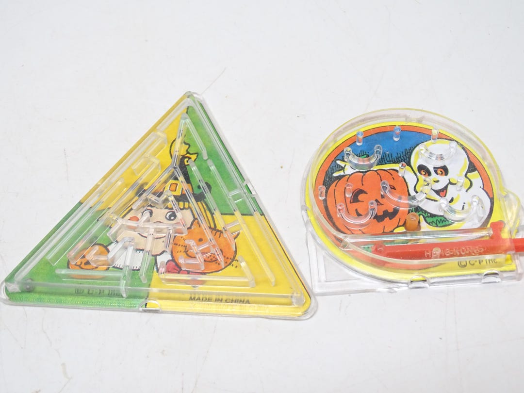 2 Vintage Halloween Games With Ghost, Witch and Jack-o-lantern, Plastic ...