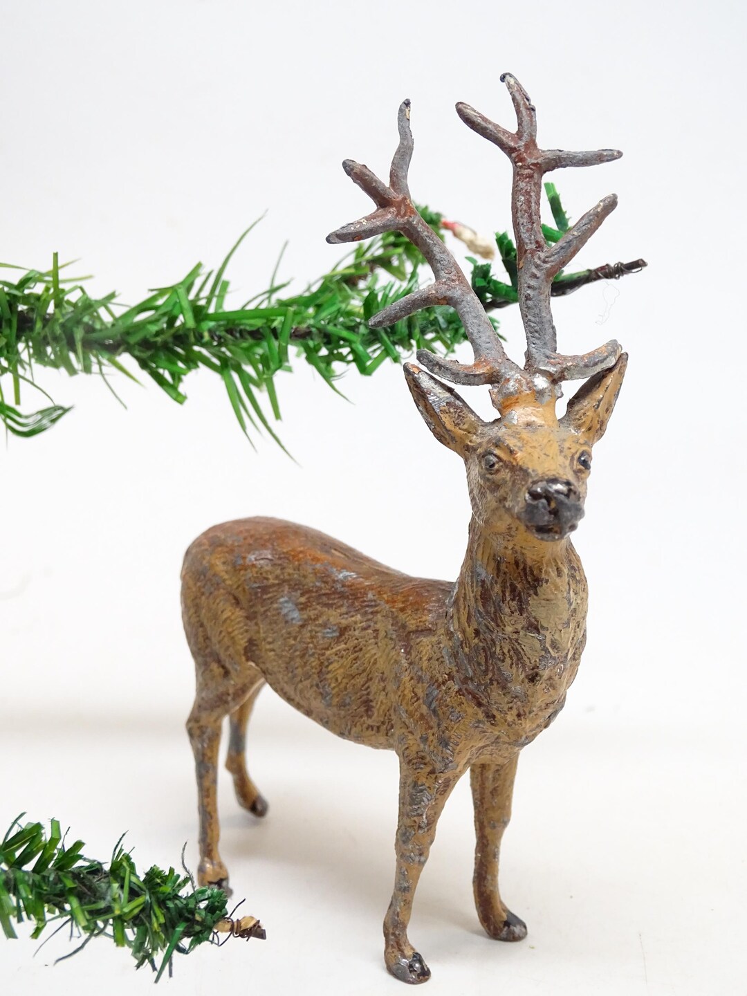 Antique German Metal Reindeer Hand Painted, Toy Lead Deer for Christmas ...